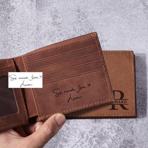 Personalized Handwriting Wallet - Genuine Leather – Rugged Gifts